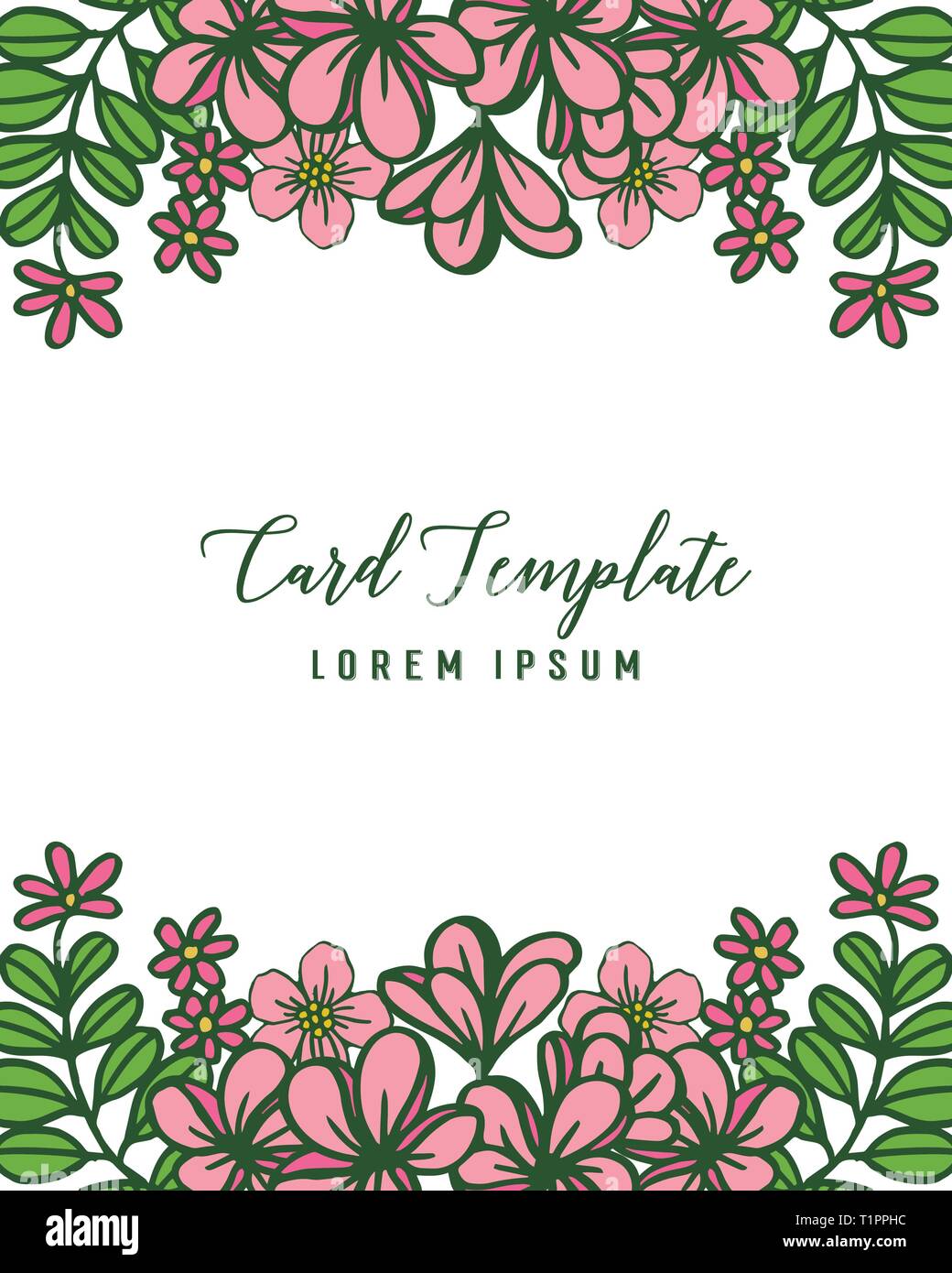 Vector illustration design artwork pink flower frame for vintage card ...