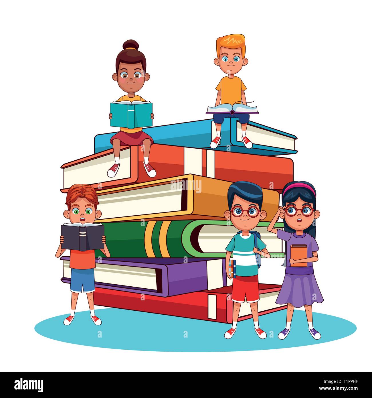 Kids and books cartoons Stock Vector Image & Art - Alamy