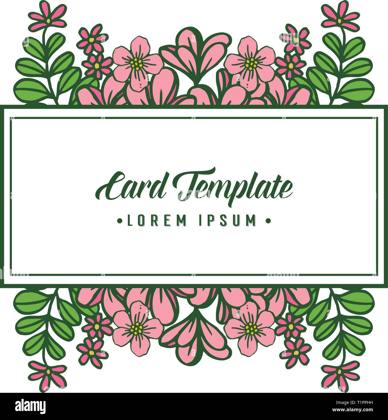 Vector illustration design artwork pink flower frame for vintage card ...