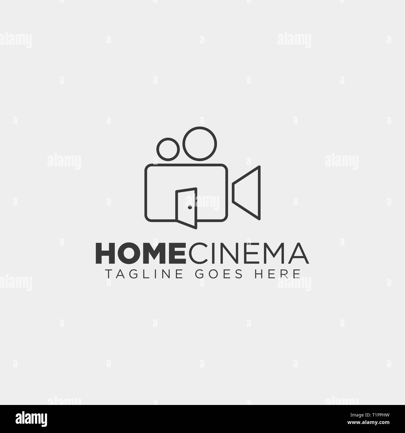 Home video cinema black color simple line logo template vector ...