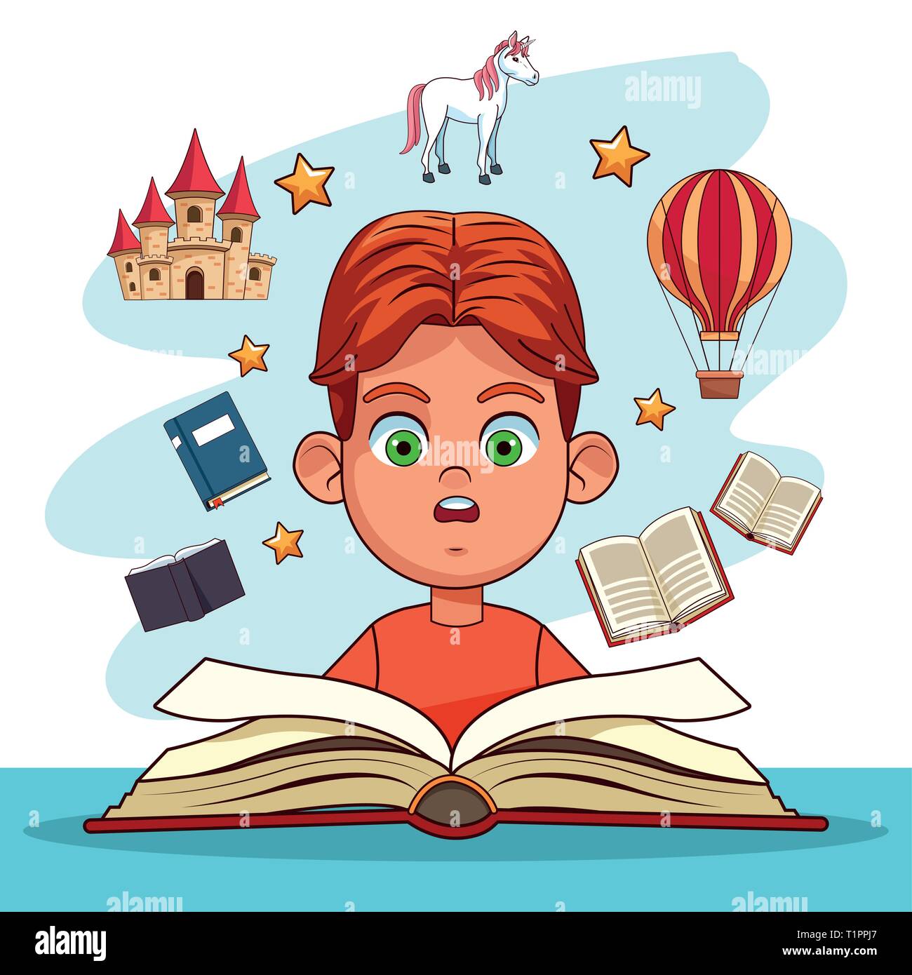 Kids reading fairy tales Stock Vector Image & Art - Alamy