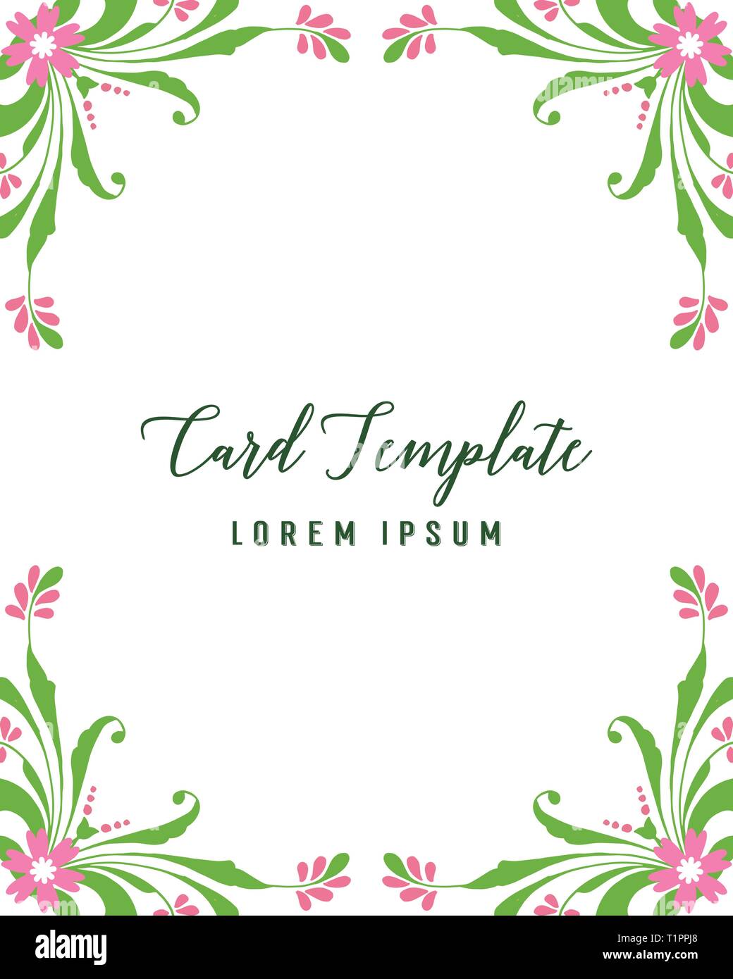 Vector illustration various style green leafy floral frame for template ...