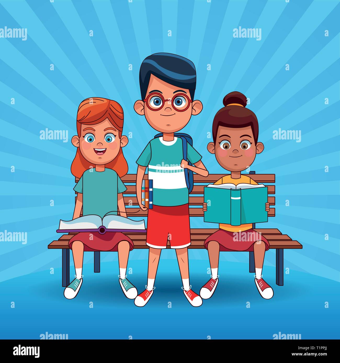 Kids reading books cartoons Stock Vector Image & Art - Alamy