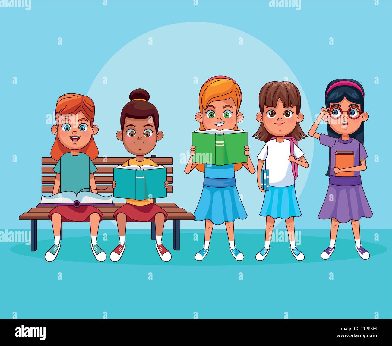 Kids reading books cartoons Stock Vector Image & Art - Alamy