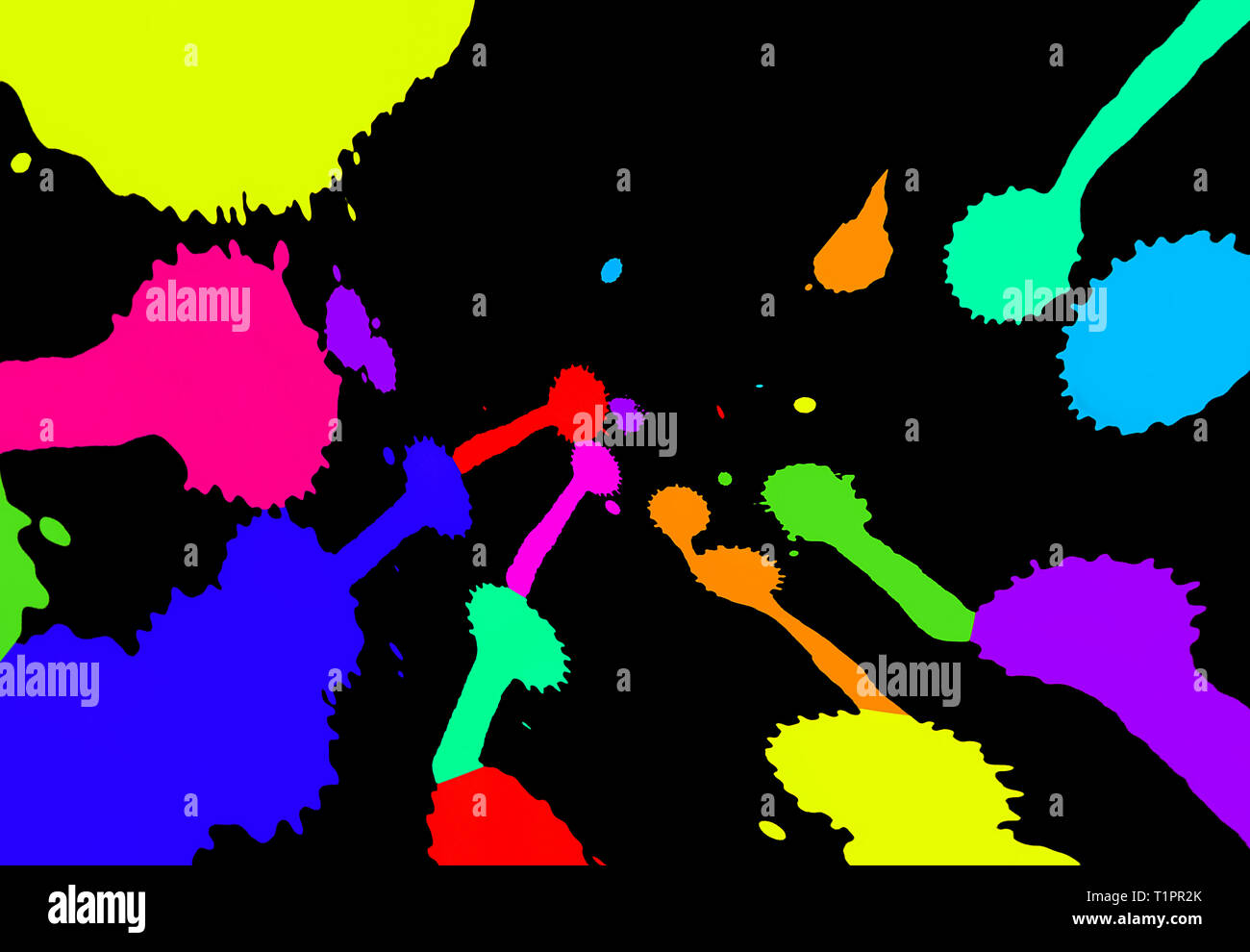 abstract colorful blots on a black background Stock Photo - Alamy