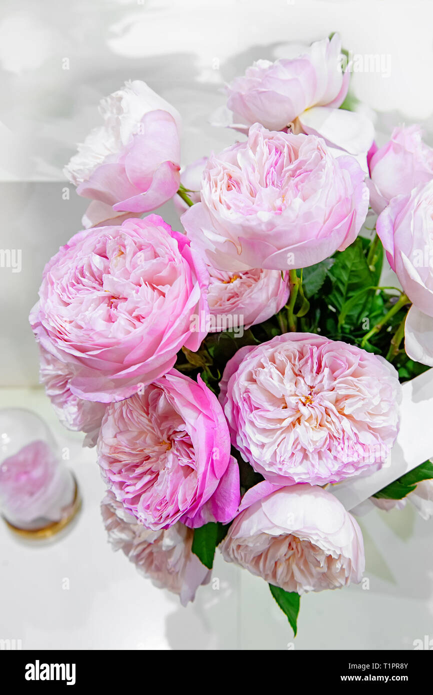 Exotic Roses of pink modern elite varieties in the bouquet as a gift ...