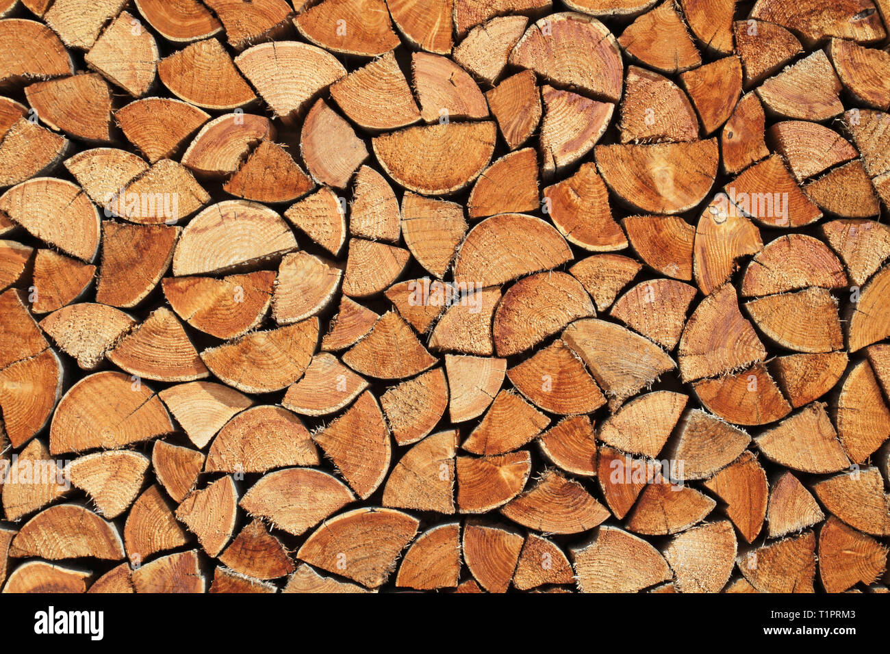 texture of stacked split logs Stock Photo - Alamy