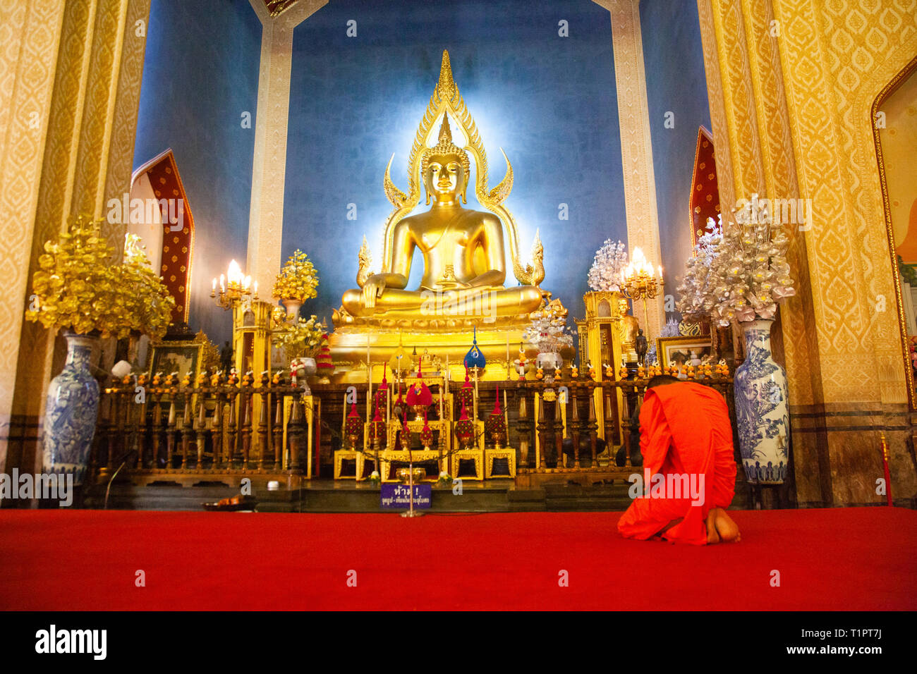 statue of Buddha in Wat Benchamabopit, Bangkok, Thailand Stock Photo ...