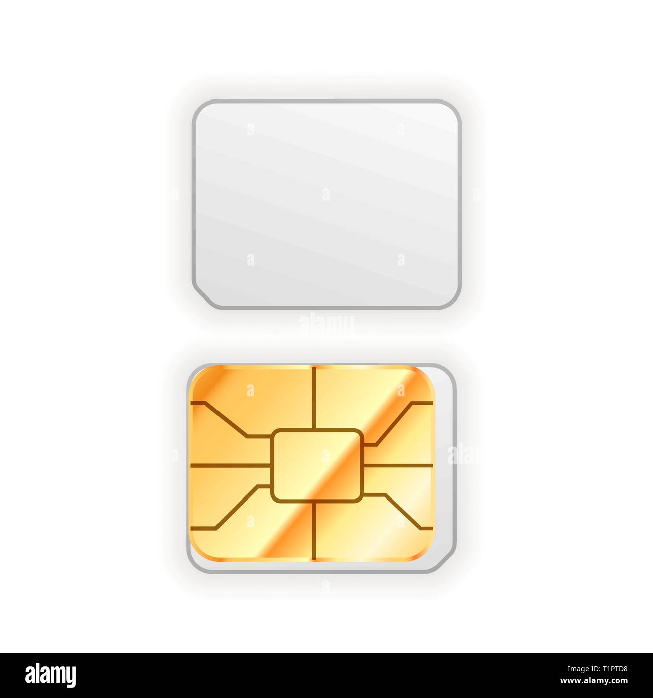 Set of blank nano sim card for phone with golden glossy chip from both ...