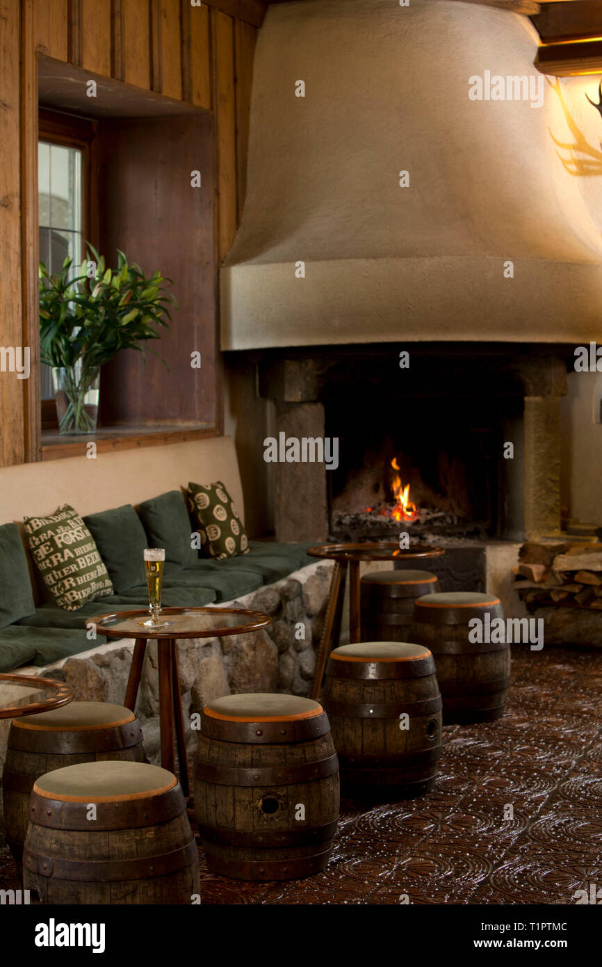 Fireplace in a Forst stube Stock Photo - Alamy