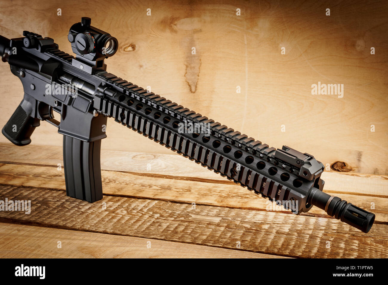 Black assault rifle on old hi-res stock photography and images - Alamy