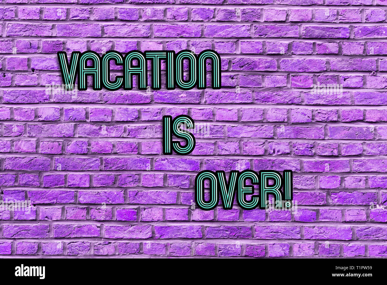Conceptual hand writing showing Vacation Is Over. Concept meaning End ...