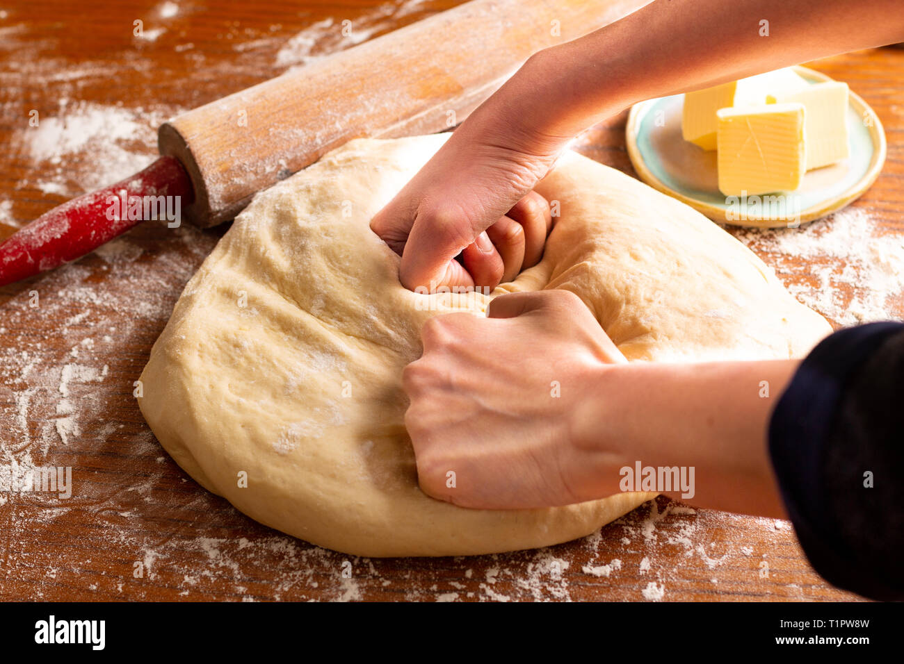 Food bakery concept making bread dought for Cinnamon Roll Braided Bread ...