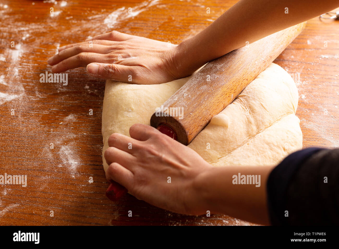 Food bakery concept making bread dought for Cinnamon Roll Braided Bread ...