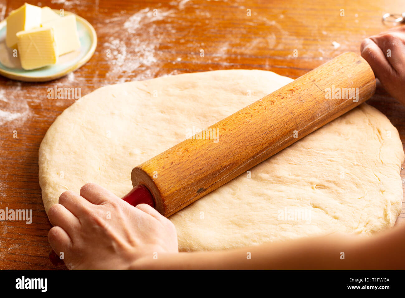 Food bakery concept making bread dought for Cinnamon Roll Braided Bread ...