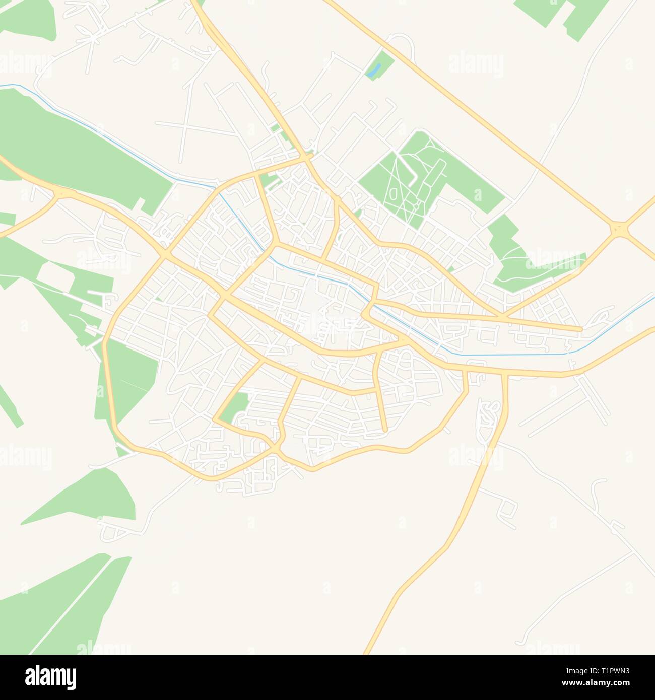 Printable map of Razgrad, Bulgaria with main and secondary roads and ...