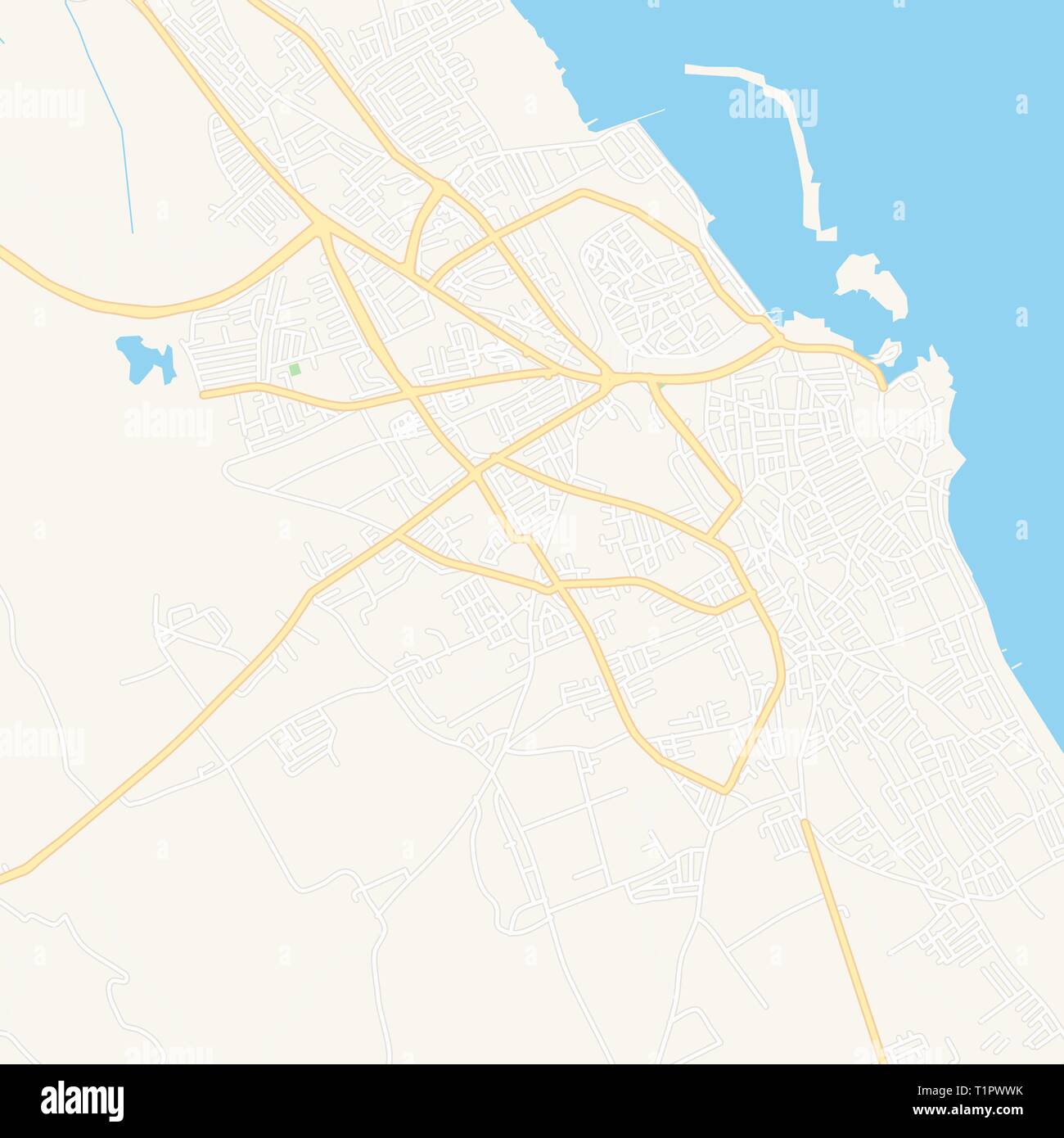 Printable map of Famagusta , Cyprus with main and secondary roads and ...