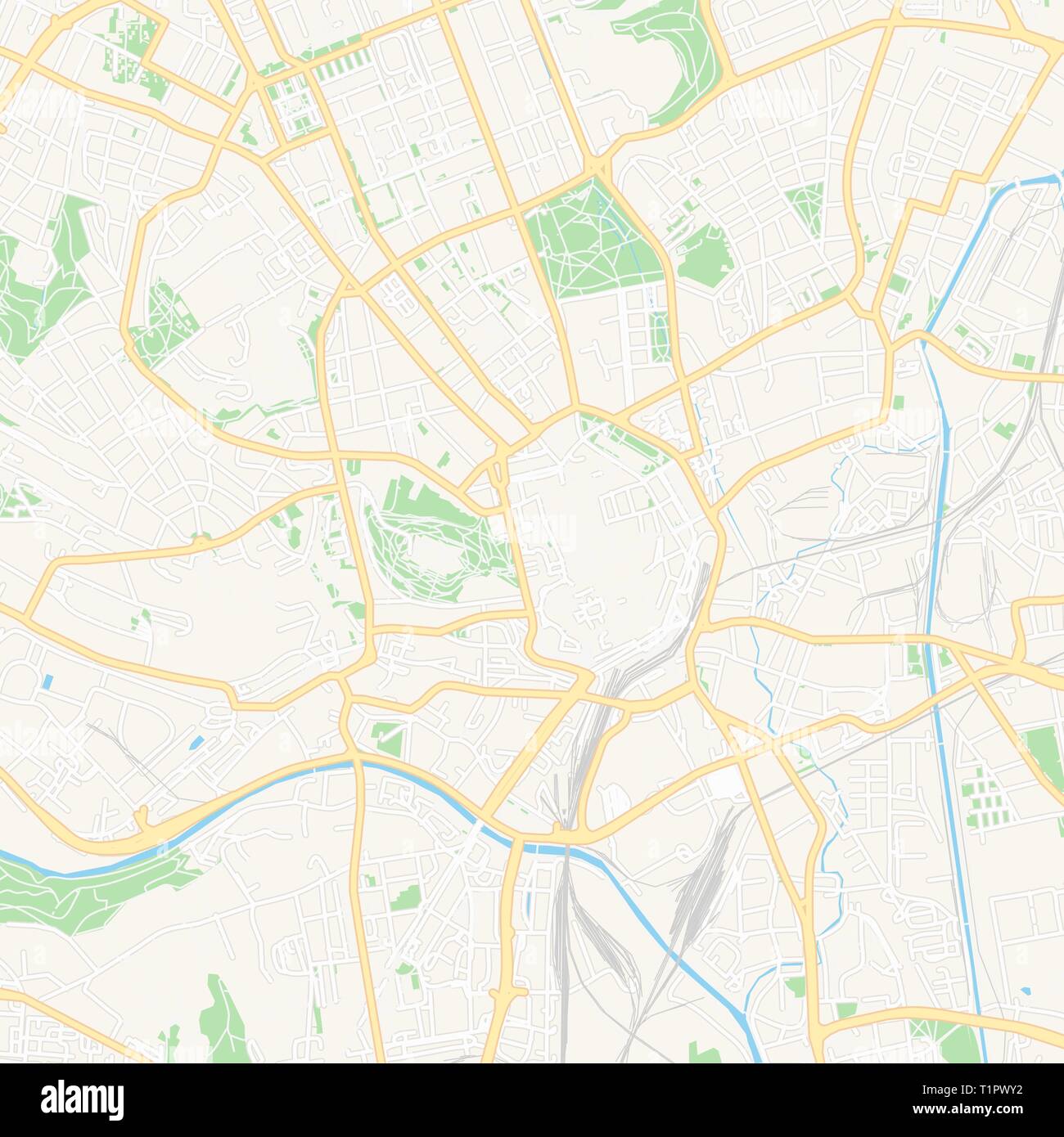 Printable map of Brno, Czechia with main and secondary roads and larger ...