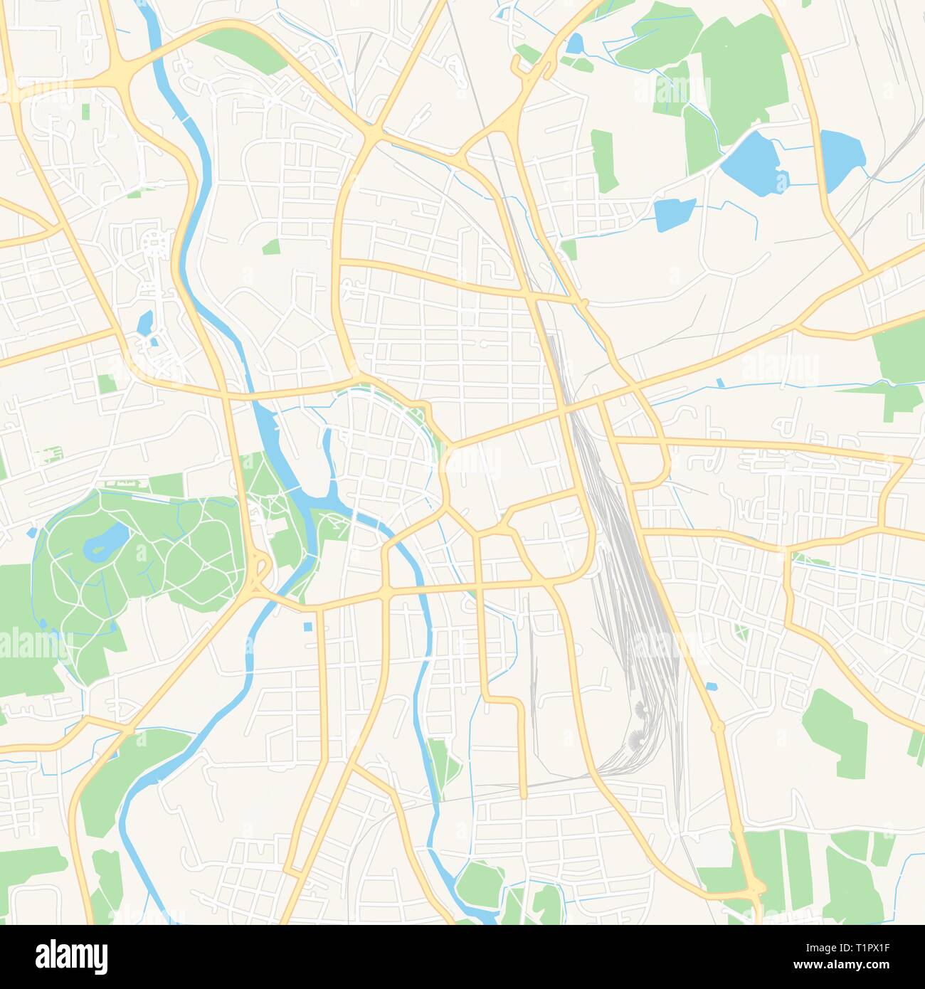 Printable map of Ceske Budejovice, Czechia with main and secondary ...