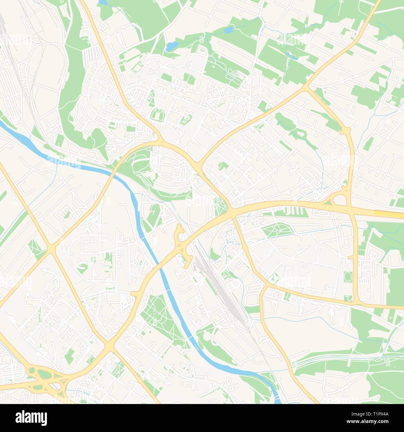 Printable map of Frydek-Mistek, Czechia with main and secondary roads ...