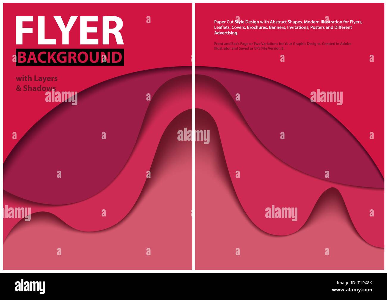 Modern Flyer Paper Cut Style Design with Red Layers Stock Vector Image ...