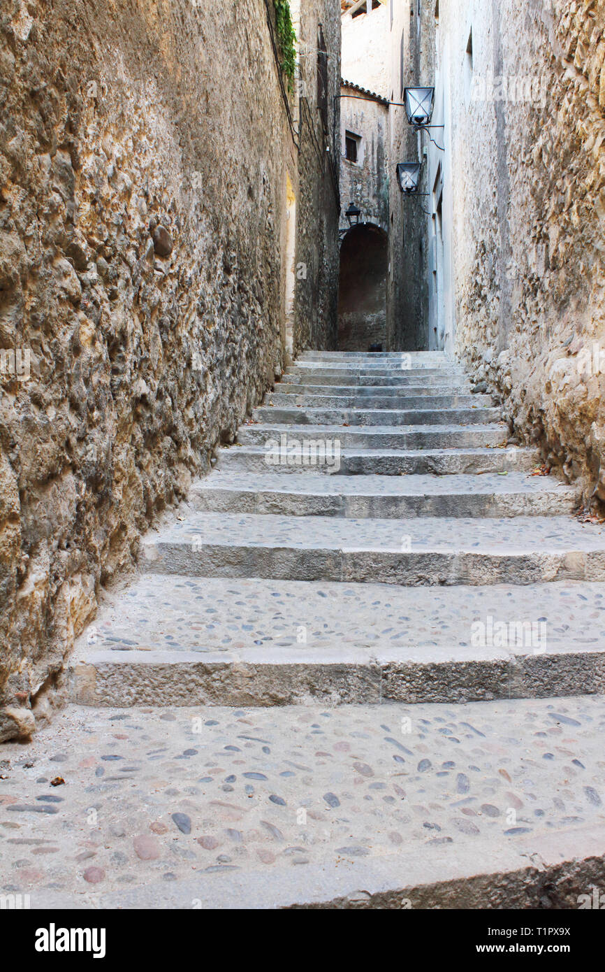 Details on the streets of Girona old town Stock Photo - Alamy