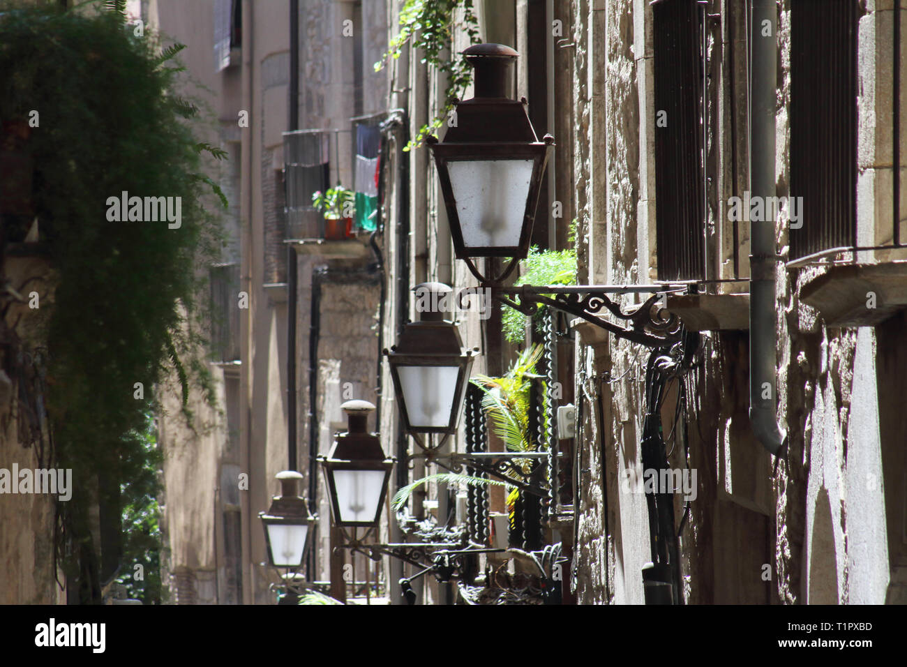 Details on the streets of Girona old town Stock Photo - Alamy