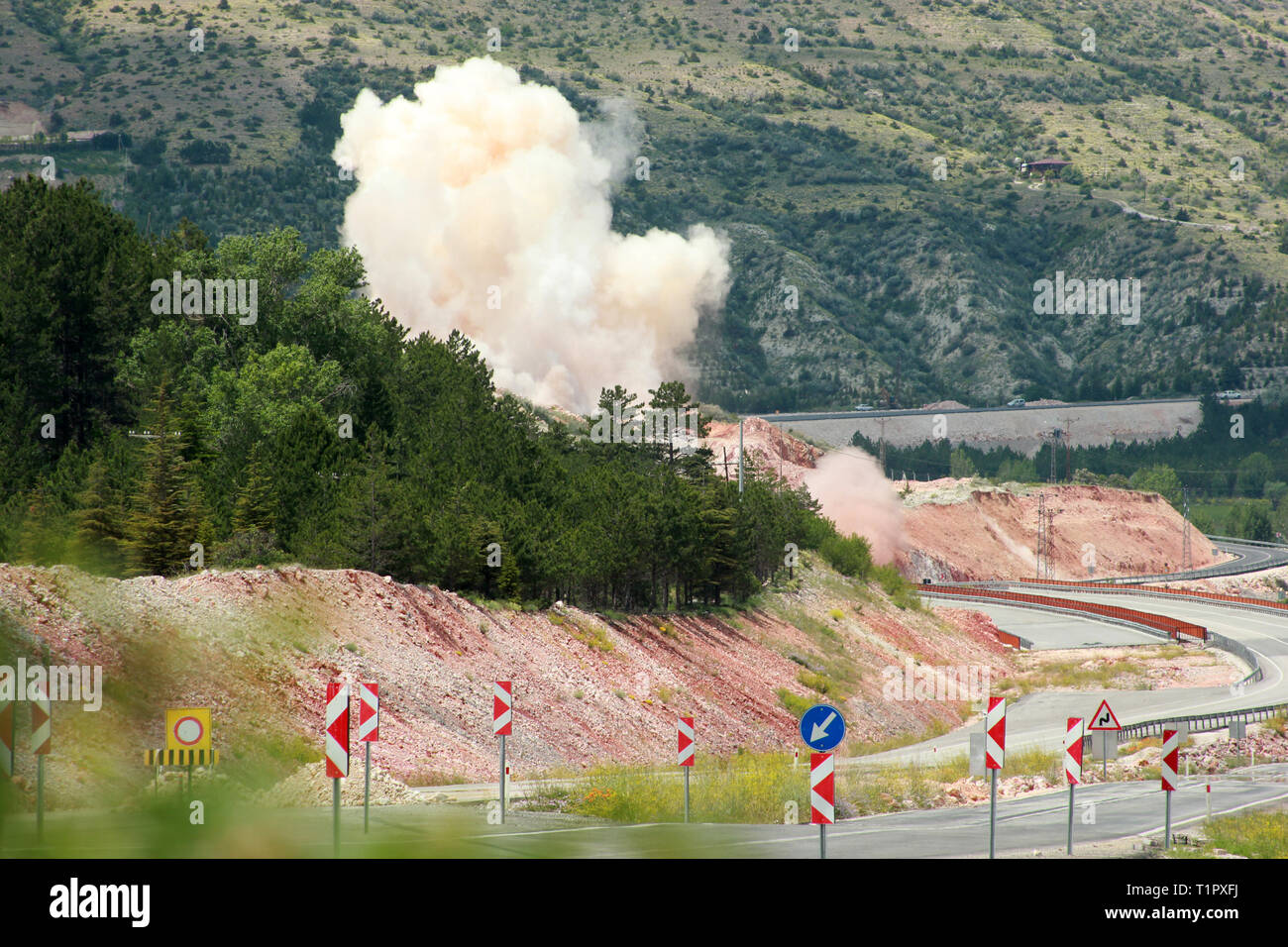construction site dynamite blasting Stock Photo - Alamy