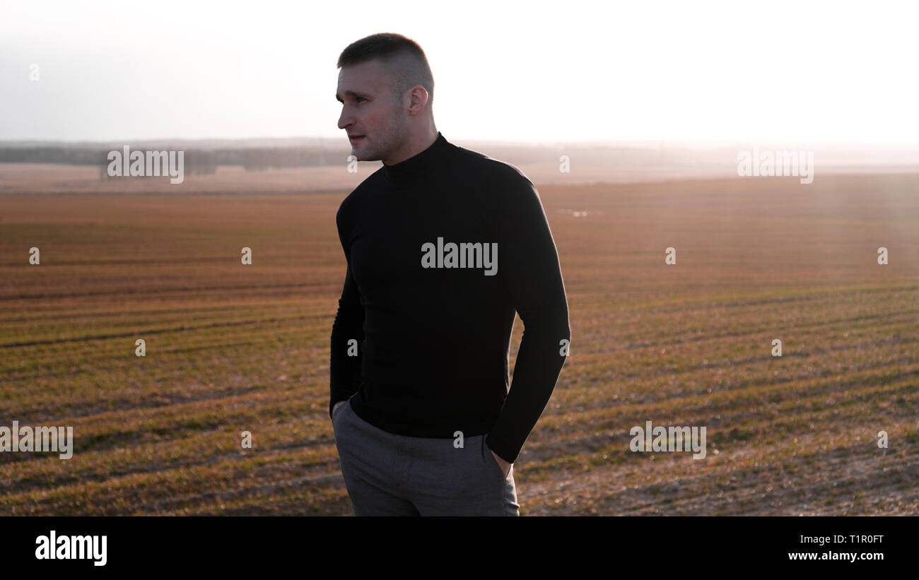 Outdoor portrait of young handsome smiling man - nature background ...