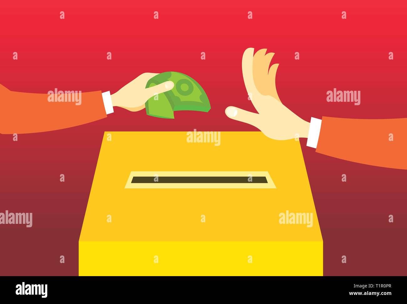 hand giving dollar banknote voter rejecting money during voting ...