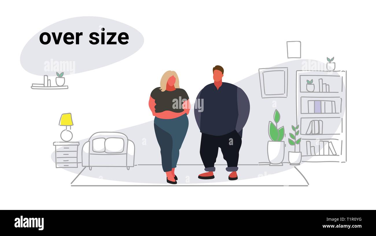 Big fat obese overweight couple people man woman Stock Vector Images ...