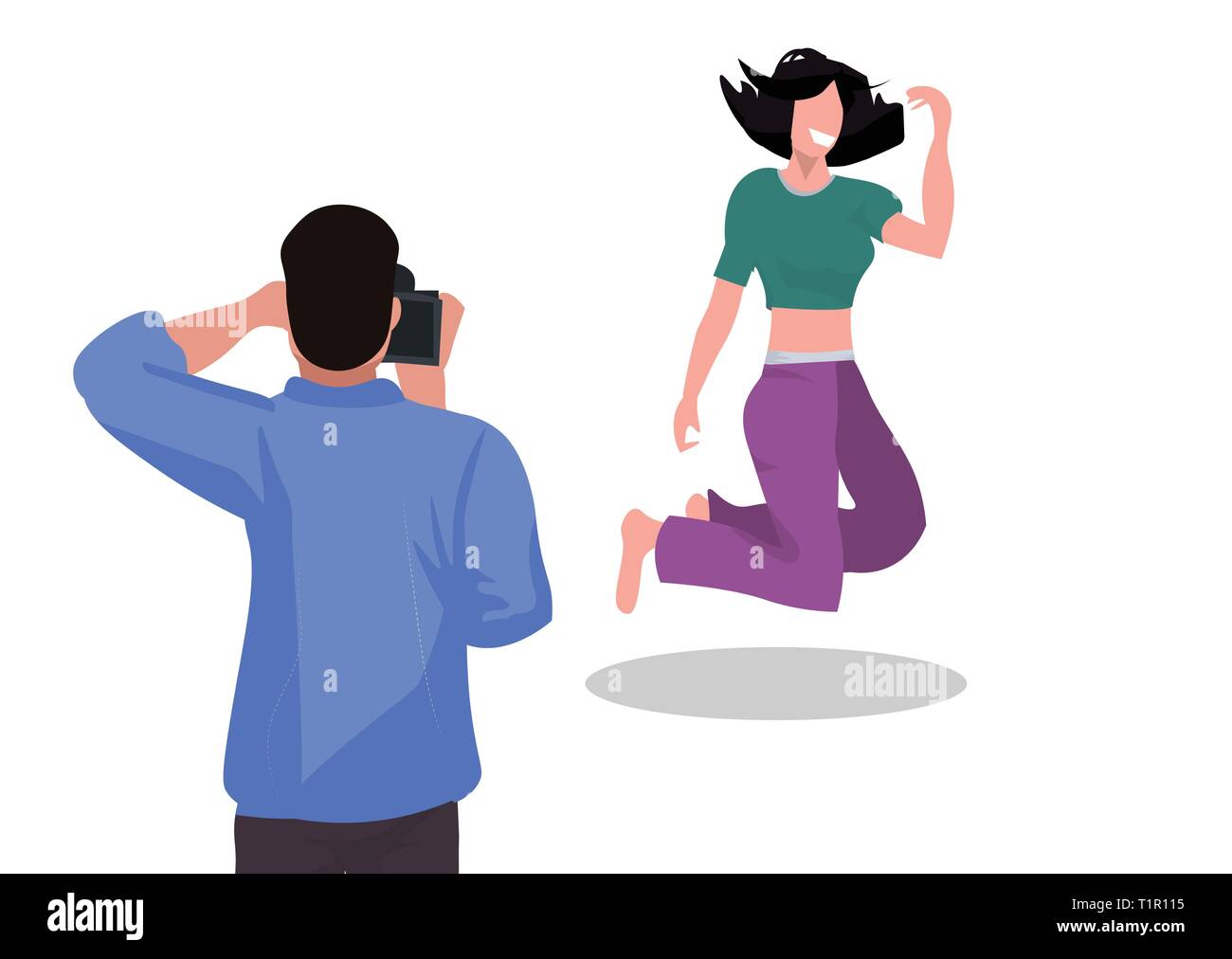 professional man photographer shooting beautiful woman model girl ...