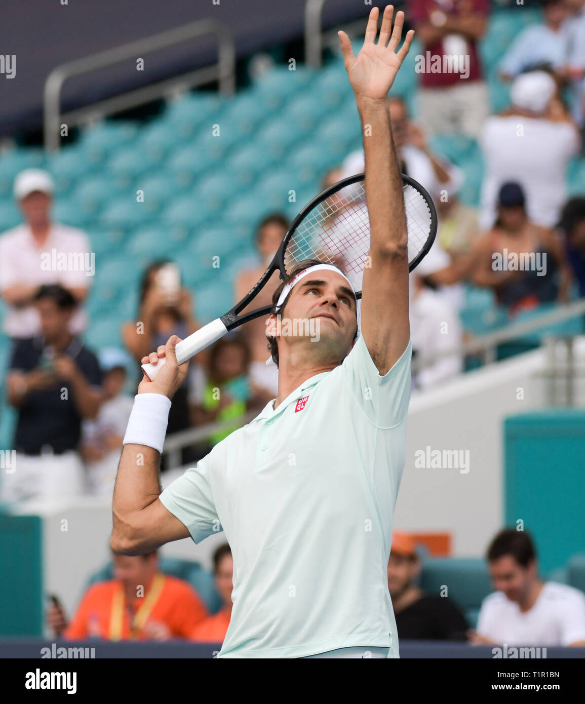 Miami, Florida, USA. 25th Mar, 2019. Roger Federer (SUI) defeated Filip ...