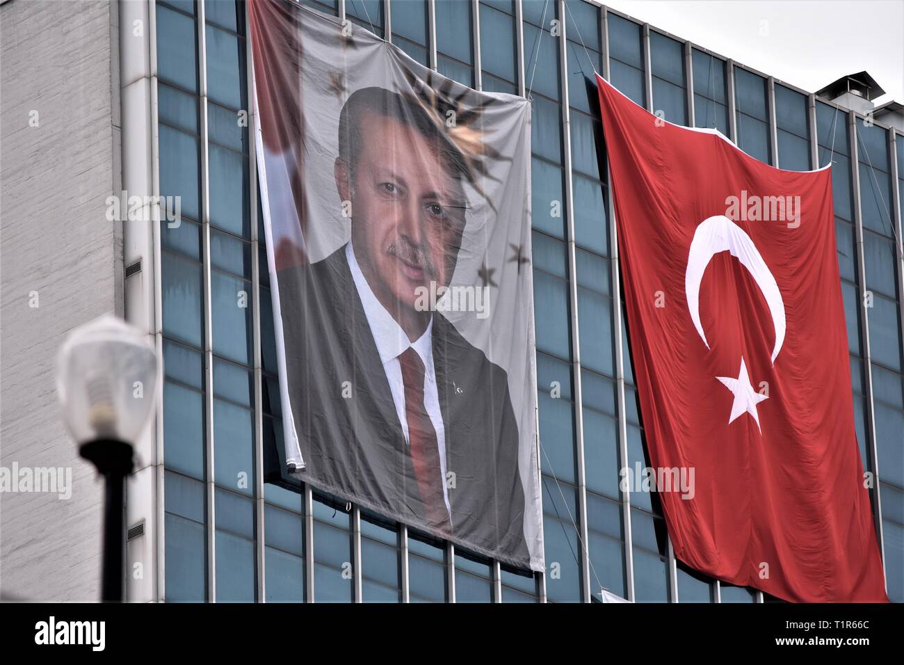 Ankara, Turkey. 28th Mar, 2019. A portrait of Turkish President Recep ...
