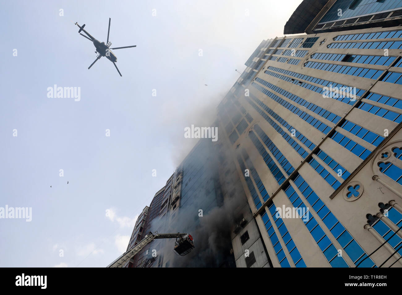 Dhaka, Bangladesh - March, 28, 2019: Fire breaks out at Banani FR Tower ...