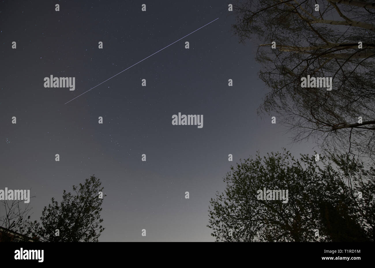 London, UK. 28 March, 2019. The International Space Station flies over ...