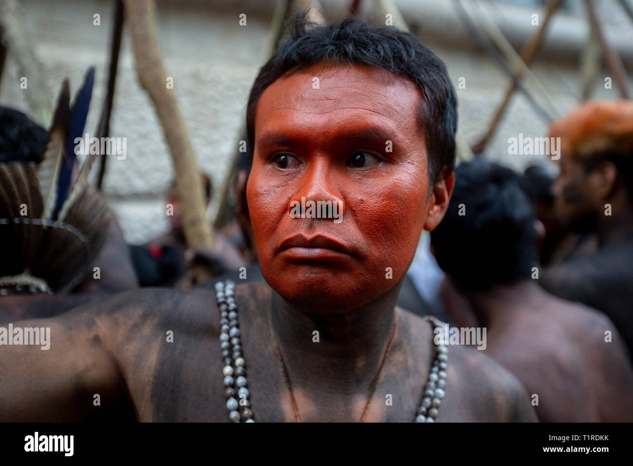 Sao Paulo, Brazil. 28th Mar, 2019. Guarani Indians threaten to invade ...