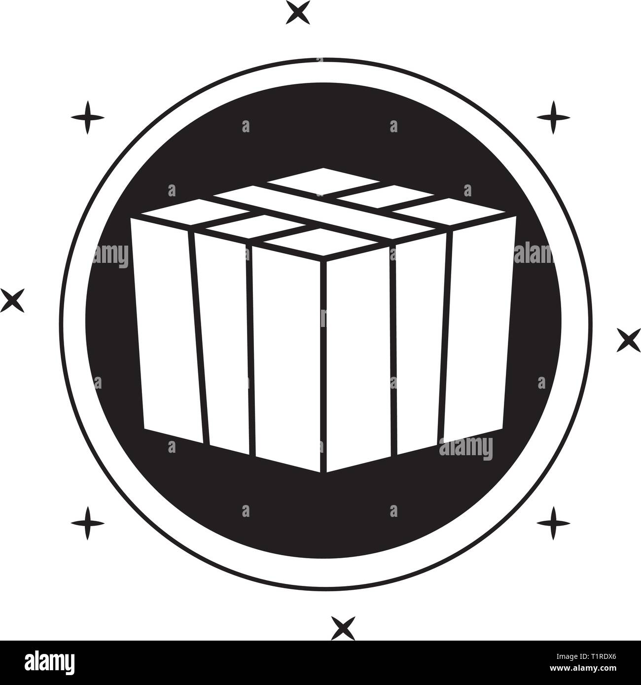 box carton in frame circular vector illustration design Stock Vector ...