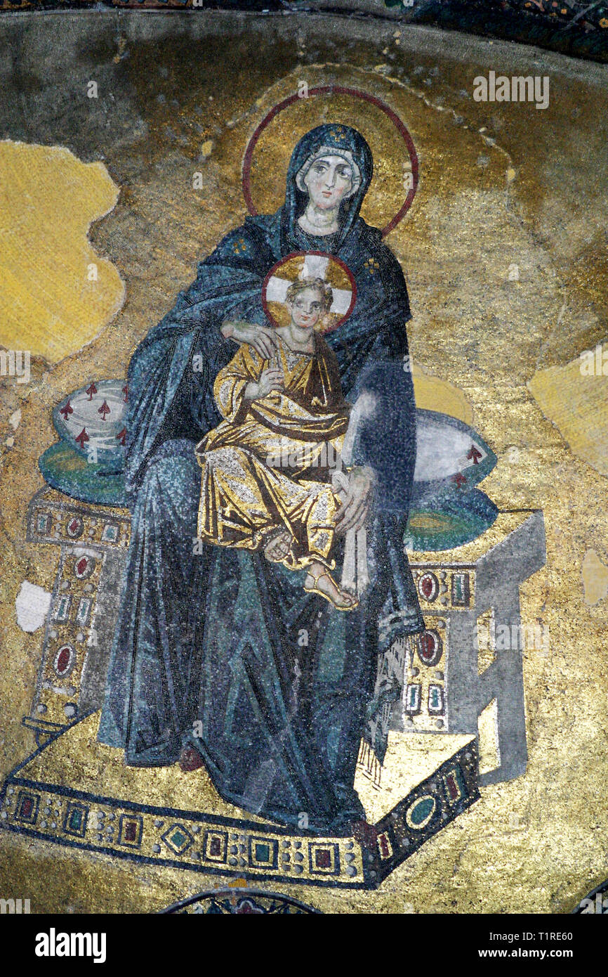 Virgin Theotokos And Child Enthroned