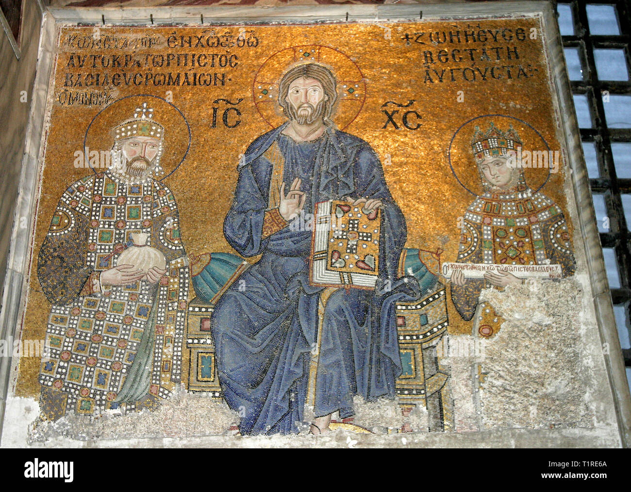 Byzantine mosaics in ceiling of the Hagia Sofia, Istanbul, Turkey Stock ...