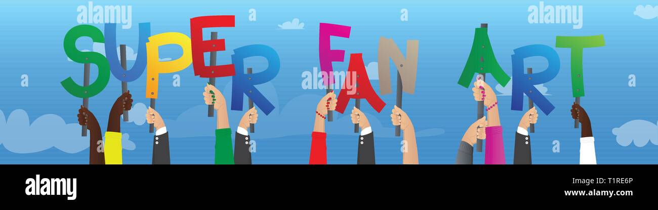 Diverse hands holding letters of the alphabet created the words Super ...