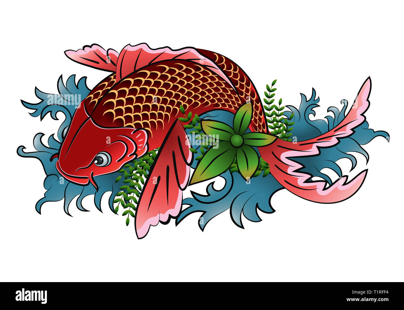Koi Fish Pond Tattoo Synthwave Yakuza Koi Fish Tattoo Posters And Art