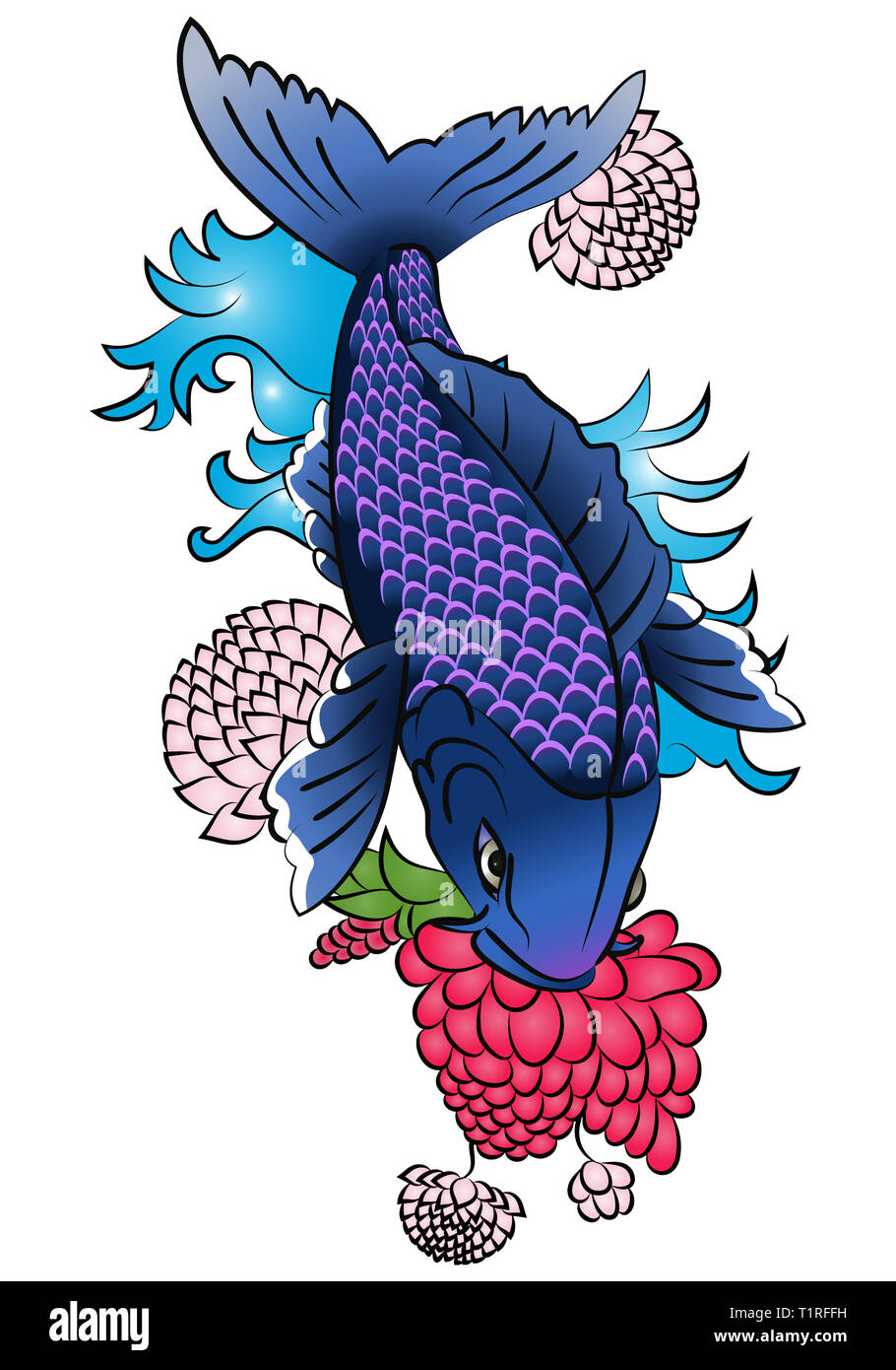 illustration of a japan koi traditonal ornament tattoo isolated on ...
