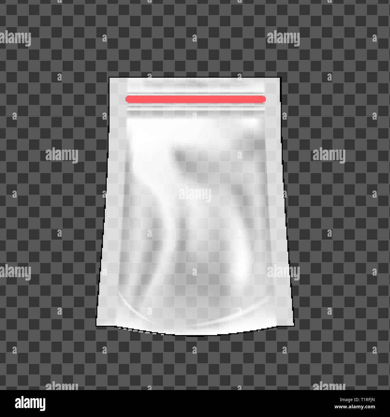 Plastic Zipper Vector. Transparent Zip Wrap. Empty Product Polyethylene ...