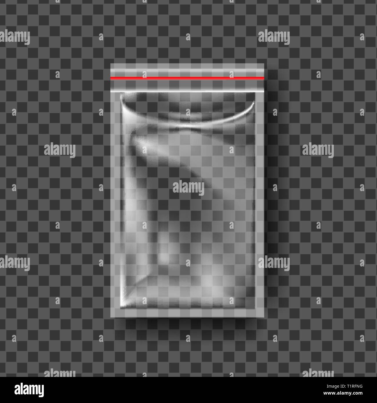 Plastic Zipper Vector. Transparent Zip Wrap. Empty Product Polyethylene ...