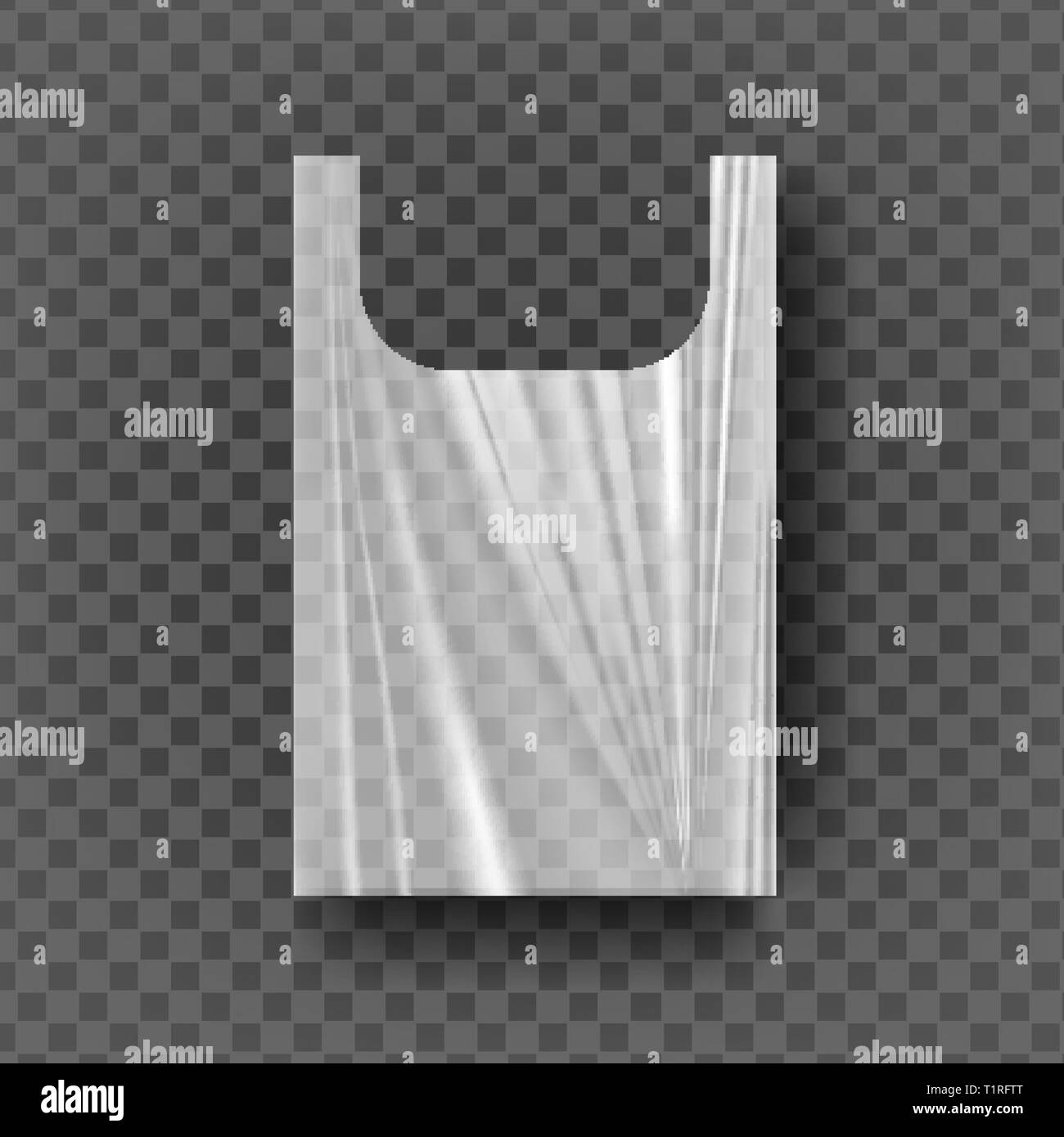 Plastic Bag With Handles Vector. Transparent Carrier Handle Wrinkled ...