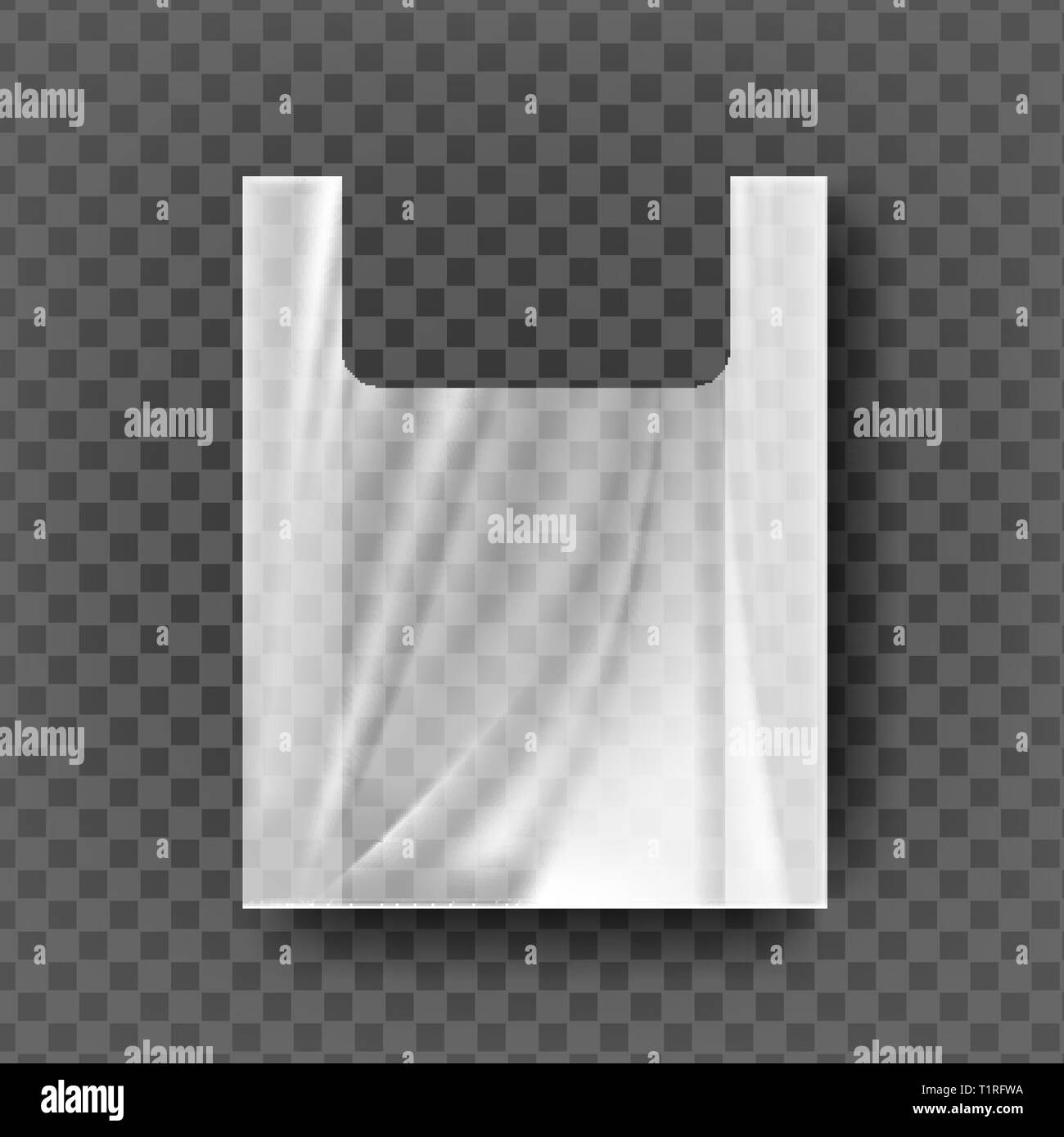 Plastic Bag With Handles Vector. Transparent Carrier Handle Wrinkled ...