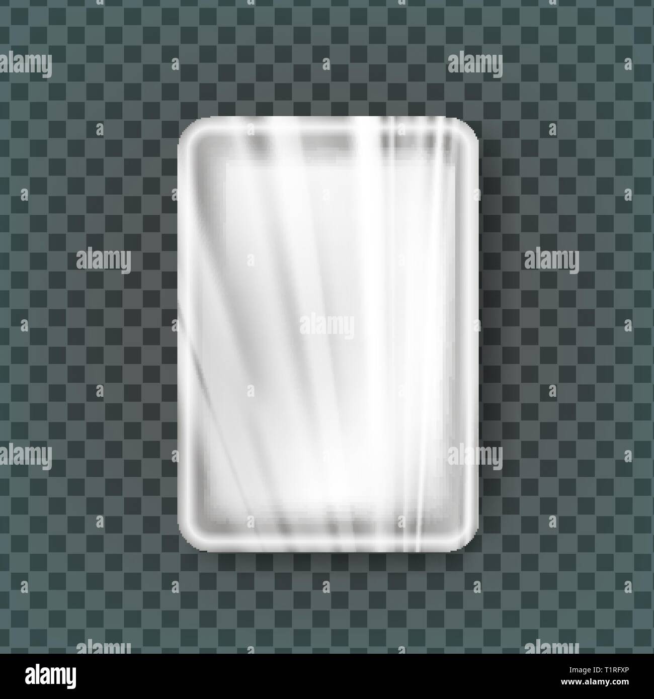 Plastic Tray Vector. Transparent Food Container Tray Wrap. Empty ...