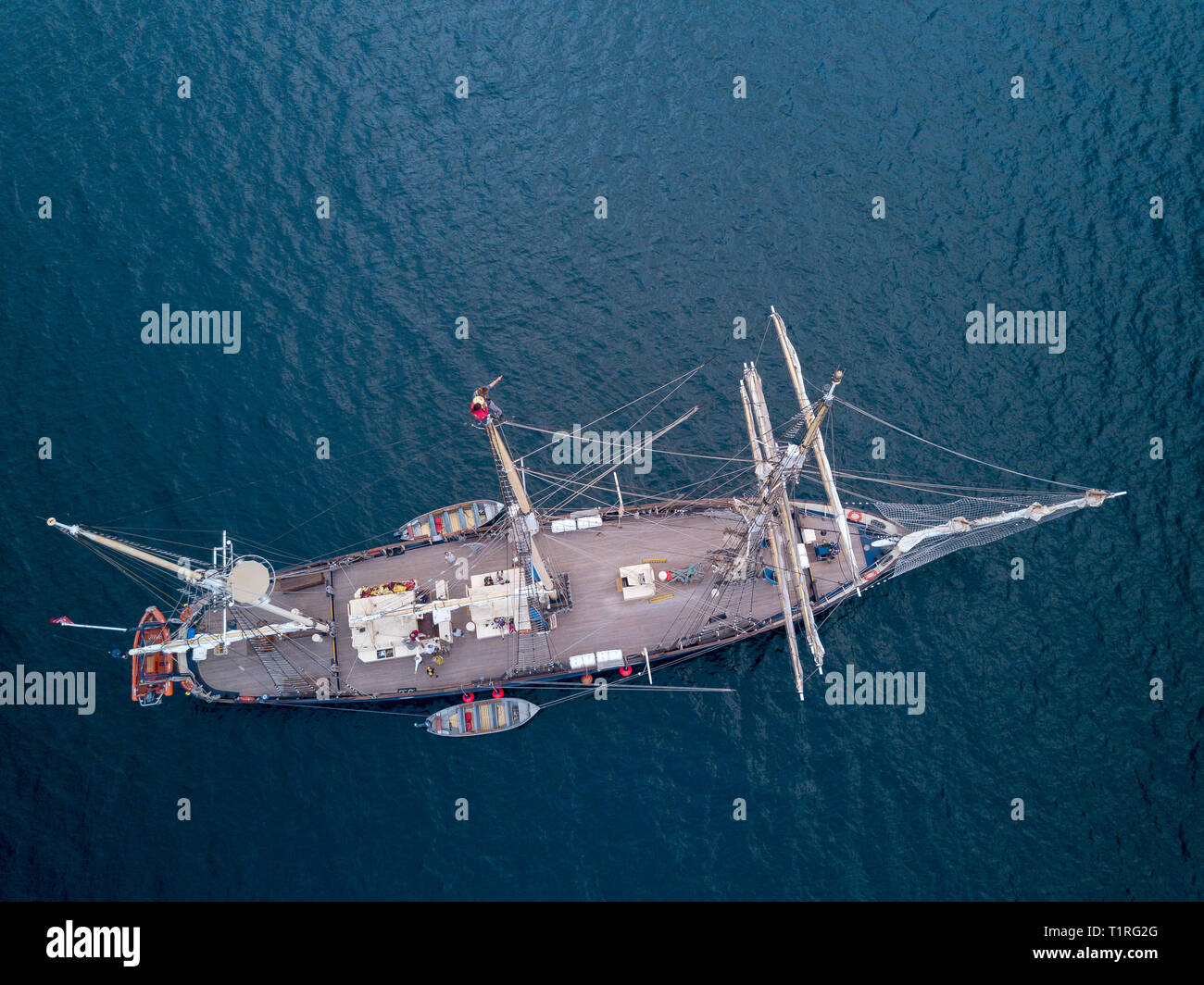 The sail training ship Leeuwin II anchored near Big Rat island in the ...