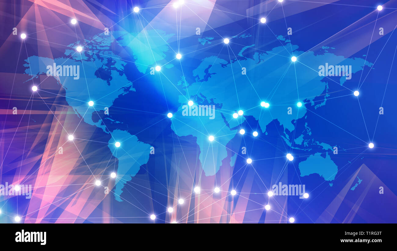 Digital white wires international cyberspace, world map and lines ...